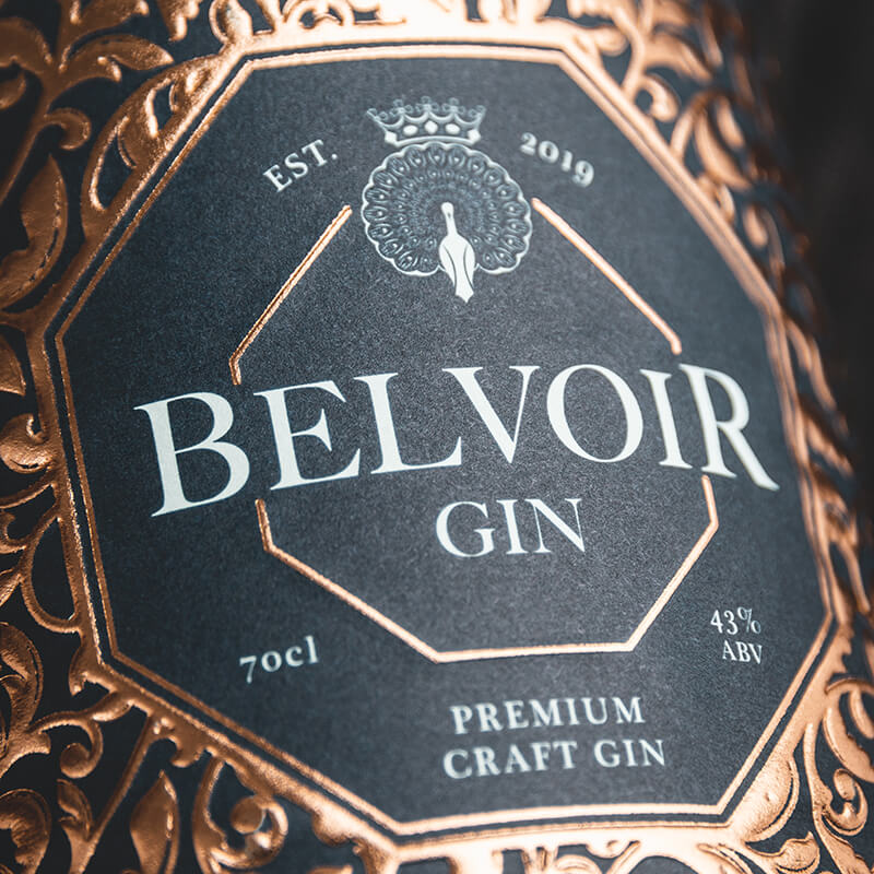 Belvoir Castle Gin - Gin bottle label design, Leicstershire
